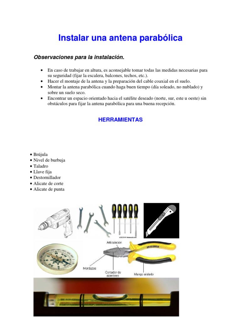 Instalación de Antena Parabólica | PDF | Televisión via satélite ...