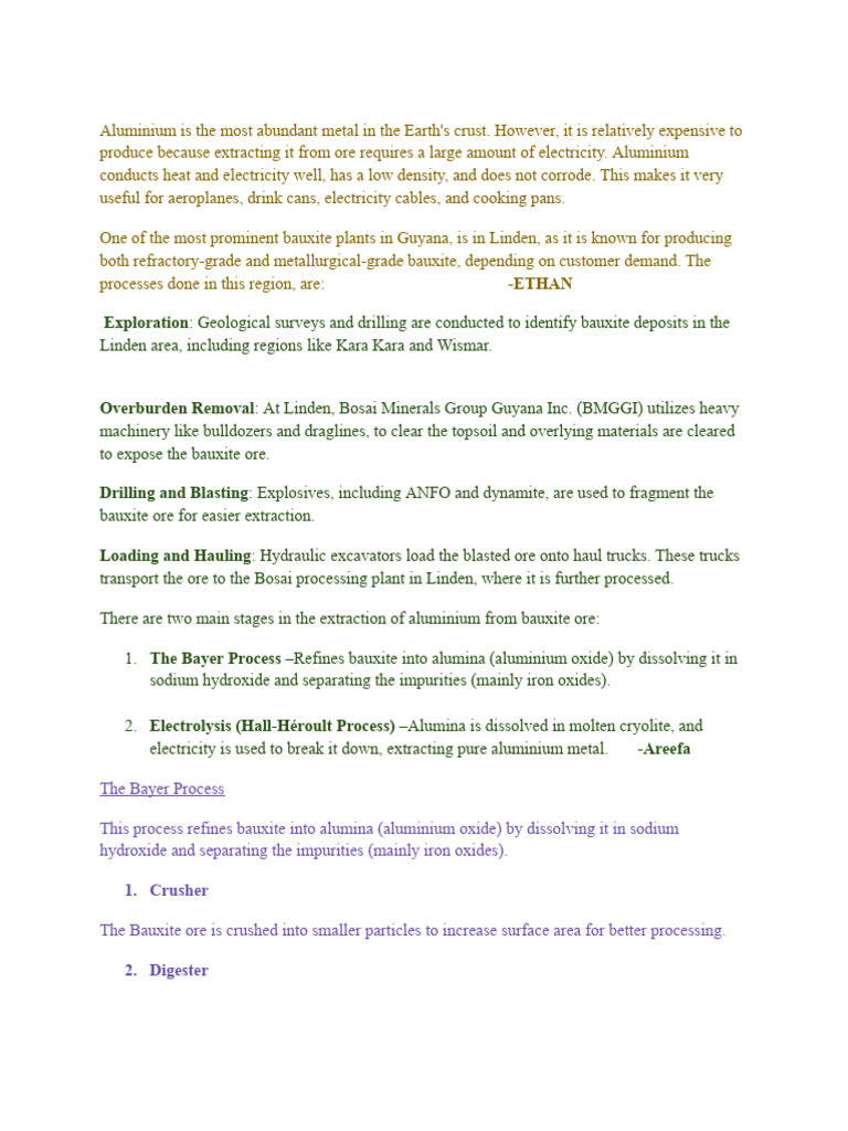 Chemistry Assignment #1 (Term 3) - Bauxite To Aluminium | PDF | Aluminium | Aluminium Oxide