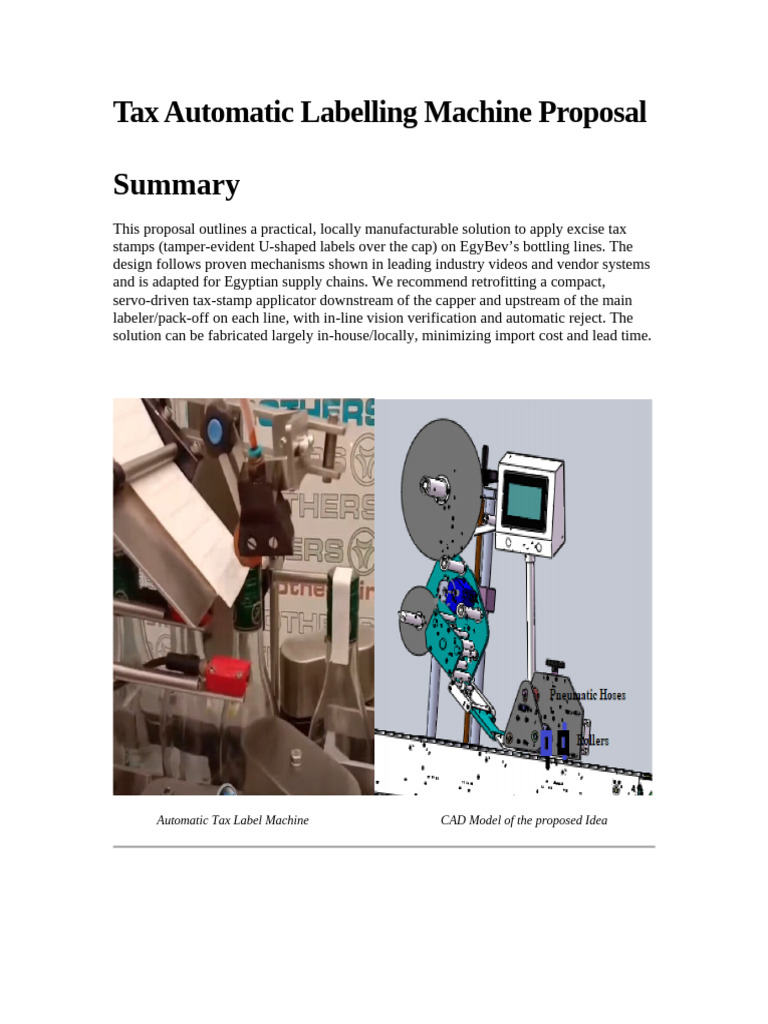 Tax Stamp Applicator Machine Proposal | PDF | Adhesive | Mechanical ...