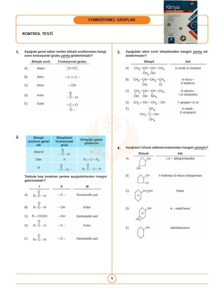 Fonksi̇yonel Gruplar-Bsarmal-Kontrol Testi̇ 250427 232748 | PDF