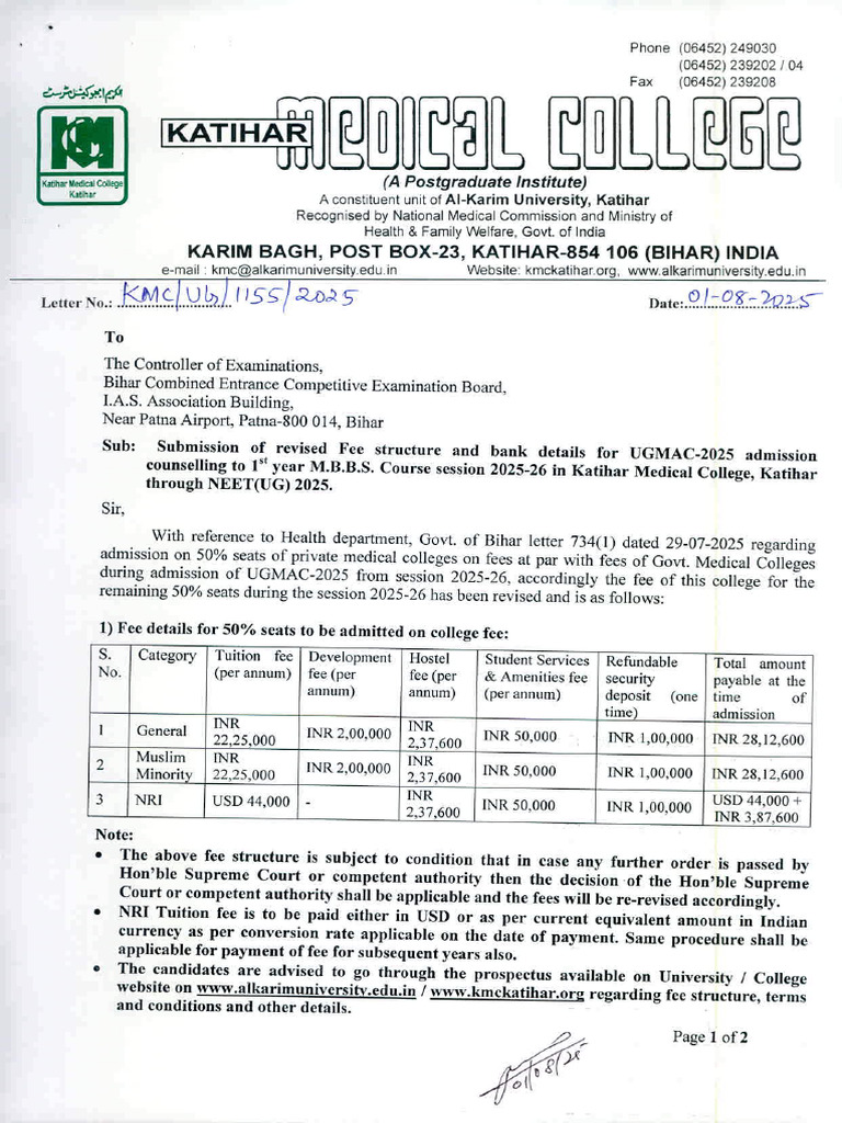 Fee Structure 2025 | PDF