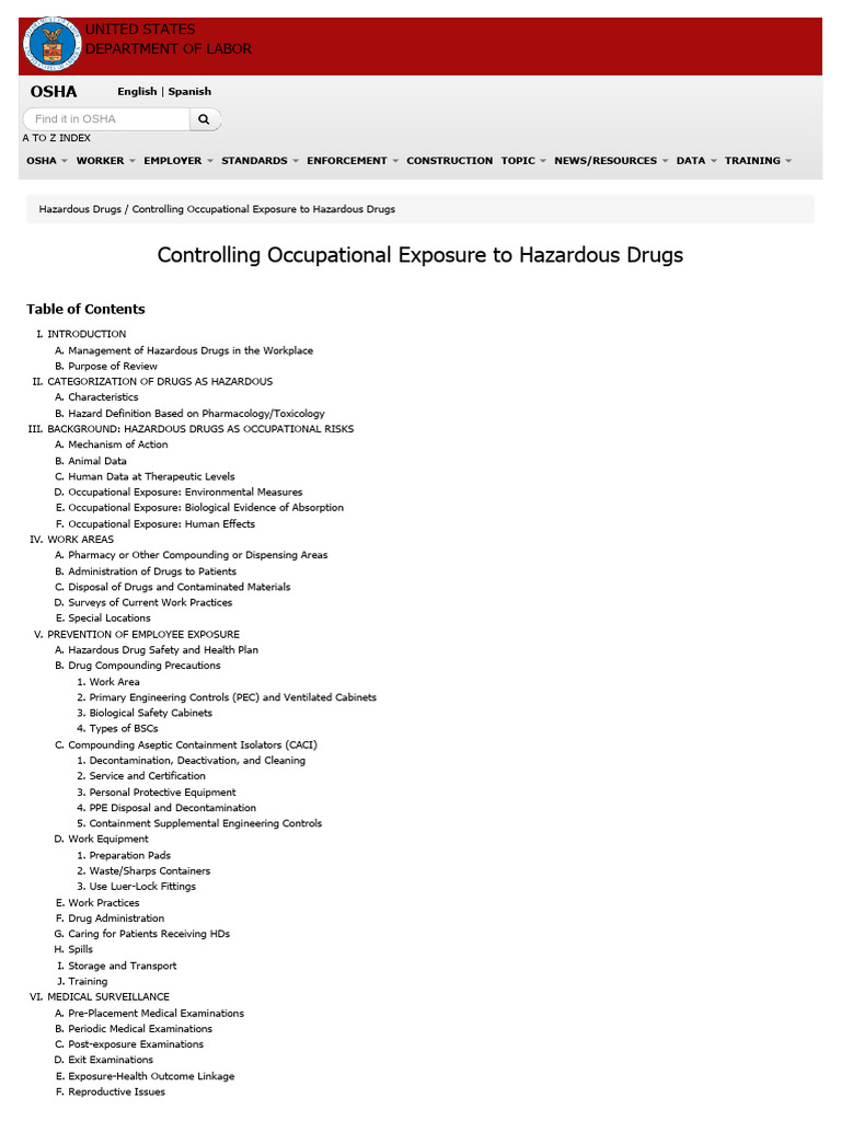 Managing Occupational Exposure to Hazardous Drugs | PDF | Occupational ...