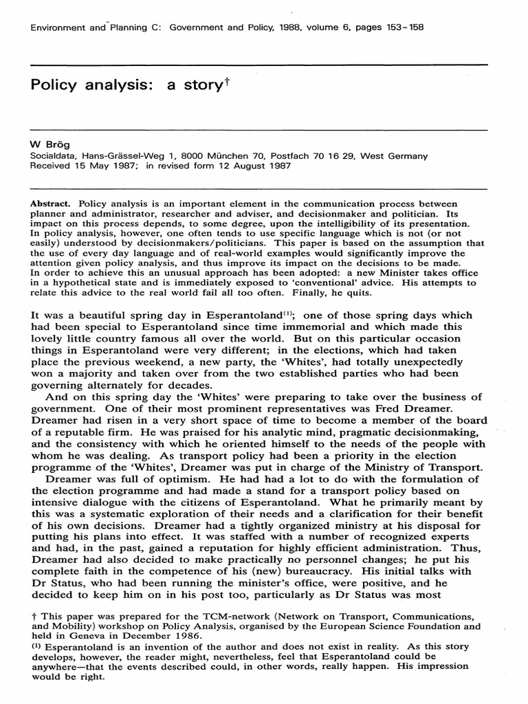 Policy Analysis in Esperantoland | PDF | Statistics | Sampling (Statistics)