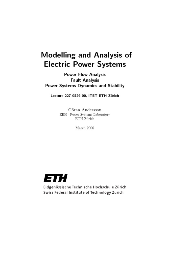 Modelling and Analysis of Electric Power Systems | PDF | Steady State ...
