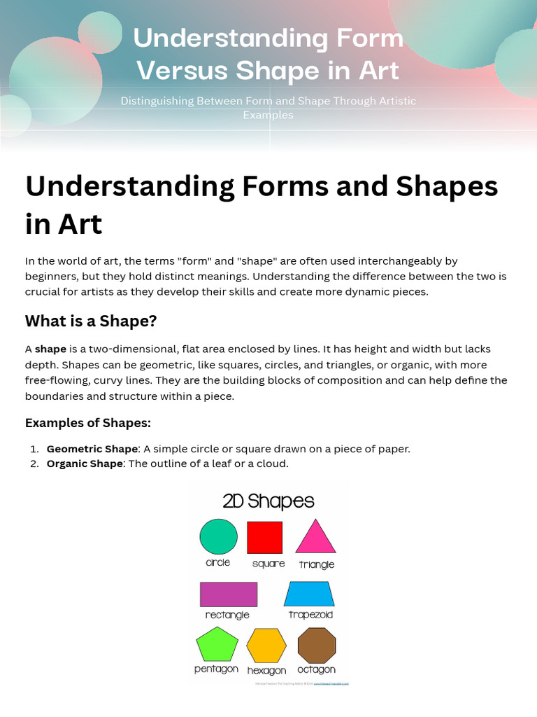 Shape vs. Form in Art Explained | PDF