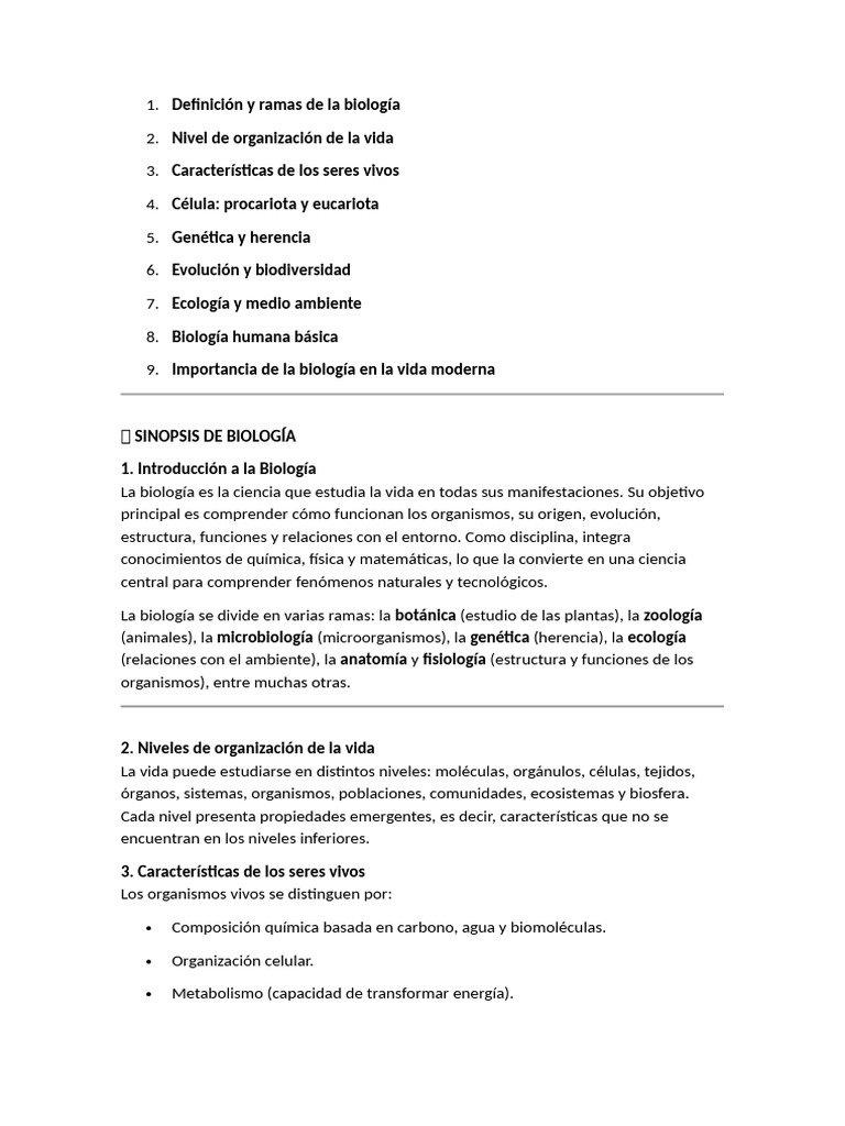 Fundamentos de Biología y su Importancia | PDF | Biología | Organismos