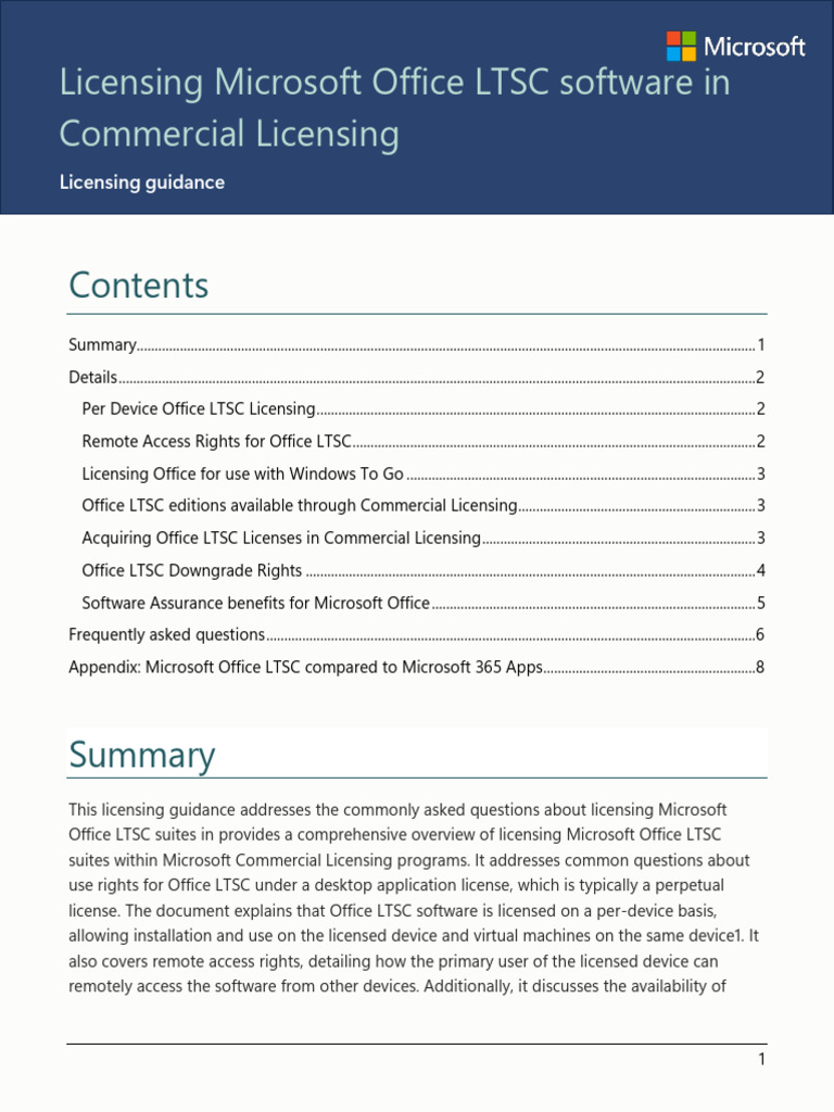 Office LTSC Standard 2024 Licensing Guide | PDF | Microsoft Office ...