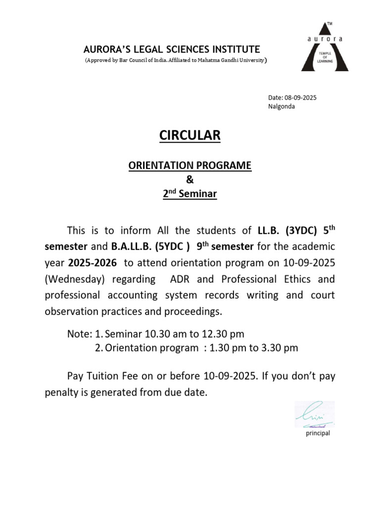 Orientation Program & Seminar Circular | PDF | Justice | Crime & Violence