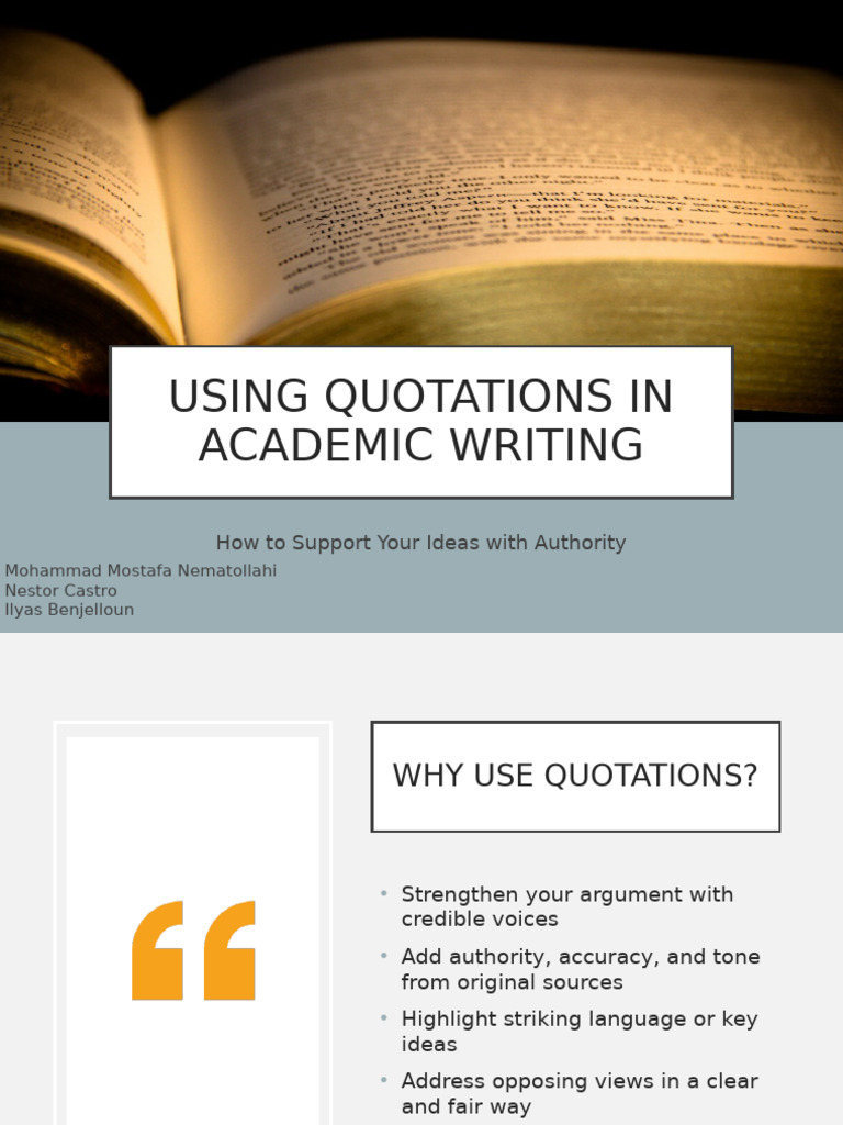 Effective Quoting in Academic Writing | PDF