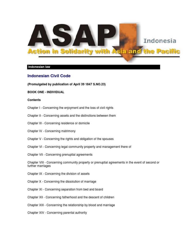Indonesian Civil Code | Download Free PDF | Legal Guardian | Annulment
