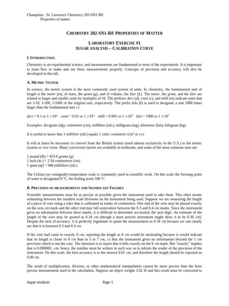 Lab_1_Measurements_Sugar_analysis_and_Cnnn | PDF | Significant Figures | Volume
