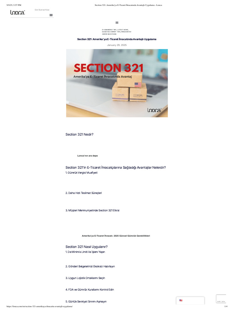 Section 321 - Amerika'ya E-Ticaret İhracatında Avantajlı Uygulama ...