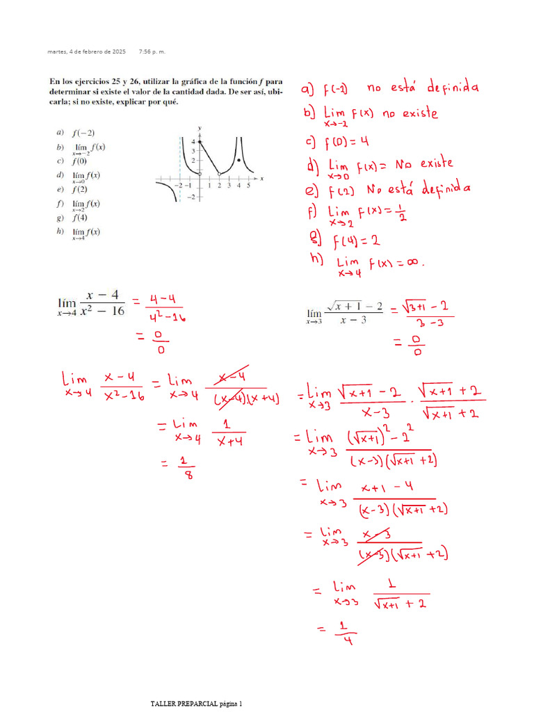 Taller Preparcial Calculo | PDF