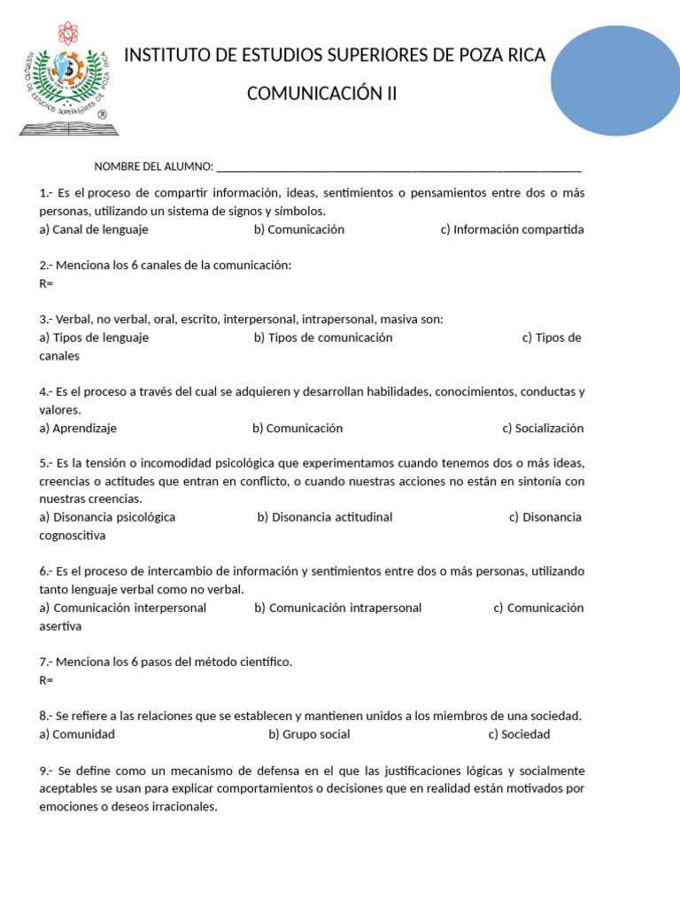 Examen Comunicacion II | PDF