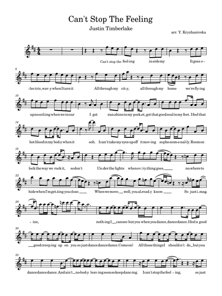 Can't Stop The Feeling | PDF | Justin Timberlake