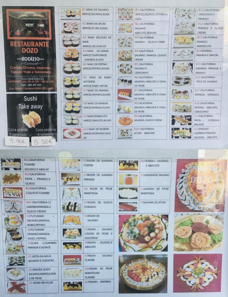 Restaurante Dozo Menu | PDF