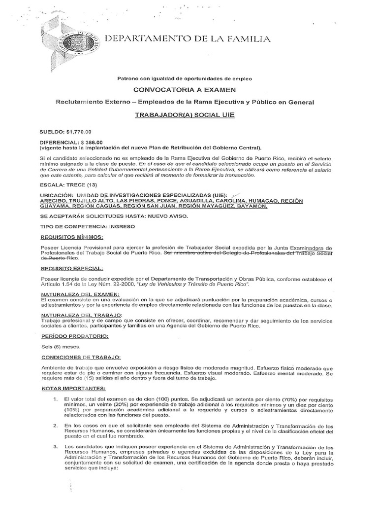Convocatoria A Examen - Técnico de Servicios Sociales A Las Familias y ...