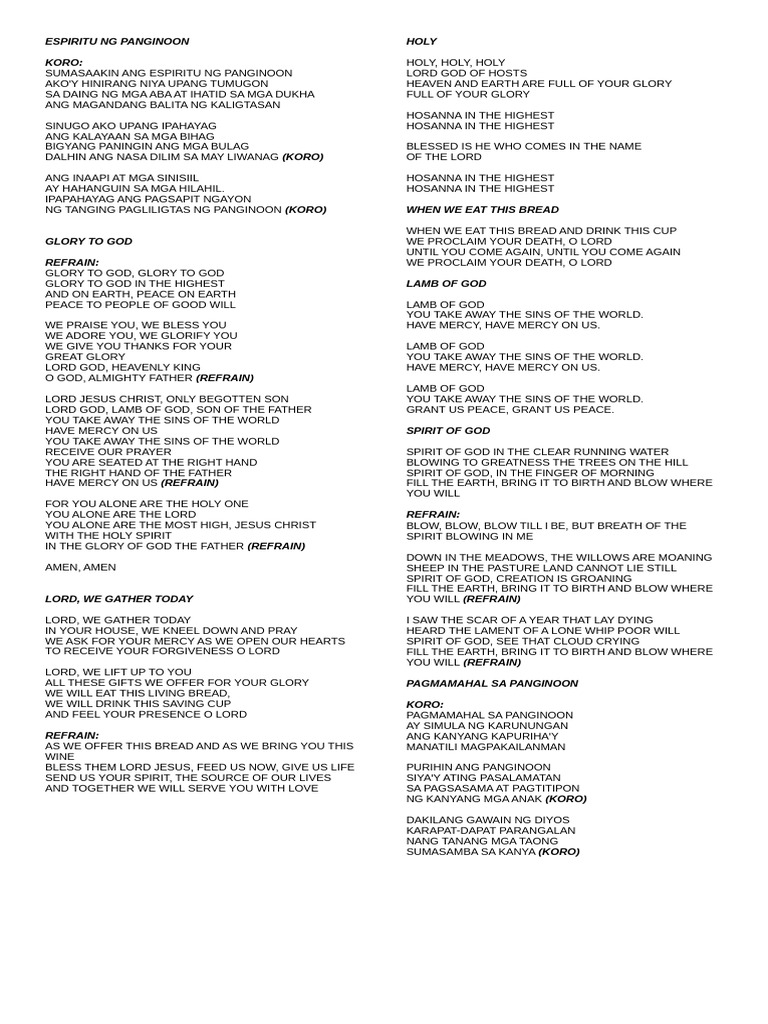 Espiritu ng Panginoon: Awit ng Pagsamba | PDF | Glory (Religion) | Mercy