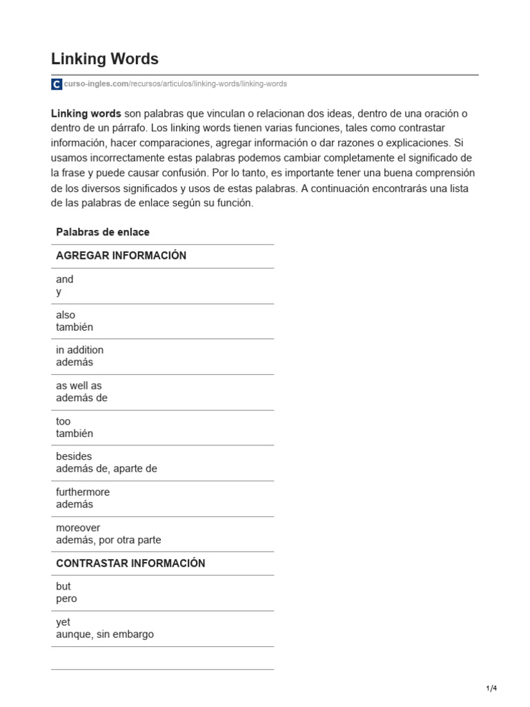 Curso Ingles - Com Linking Words | PDF