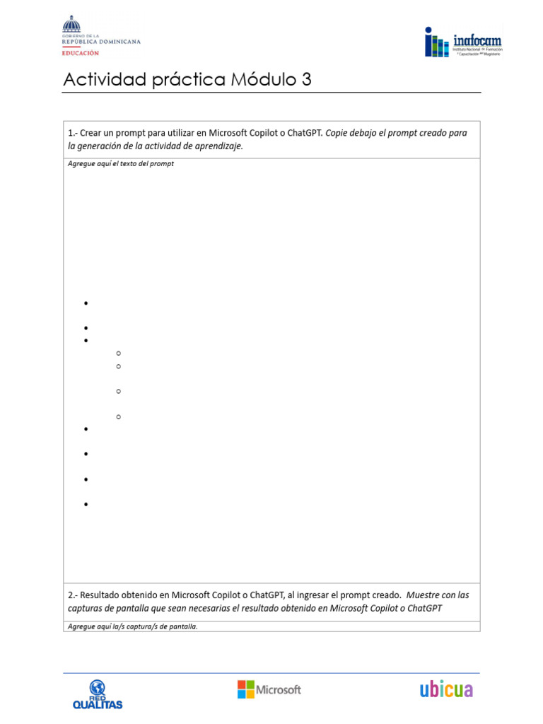 Plantilla Actividad Practica Modulo 3 | PDF | Aprendizaje | Shell (informática)
