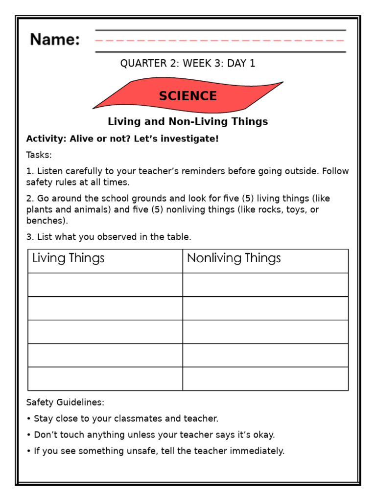 Worksheet Science3 q2 Week3 Day1 | PDF