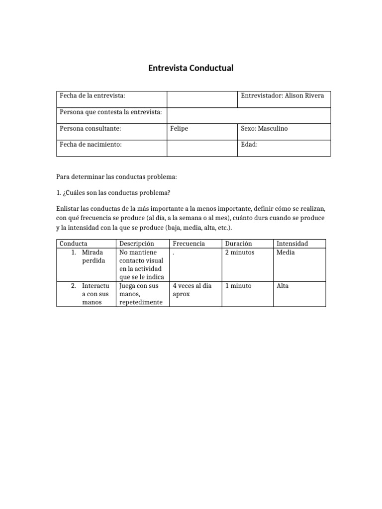 Entrevista Conductual | PDF