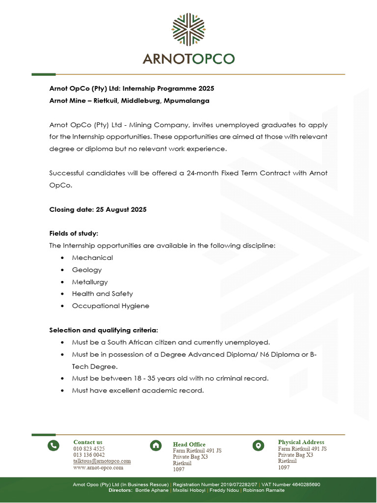 Job Advert Internship 2025 | PDF | Educational Stages