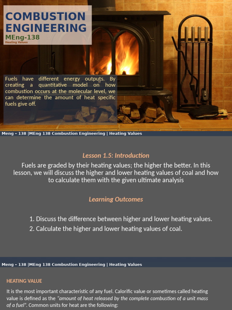 MEng 138 Heating Values | PDF | Heat | Combustion