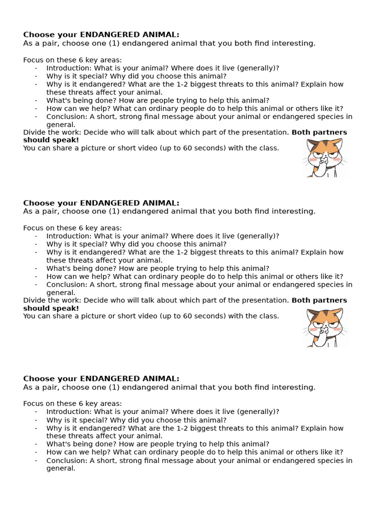 Endangered Animal Presentation Guide | PDF | Fish