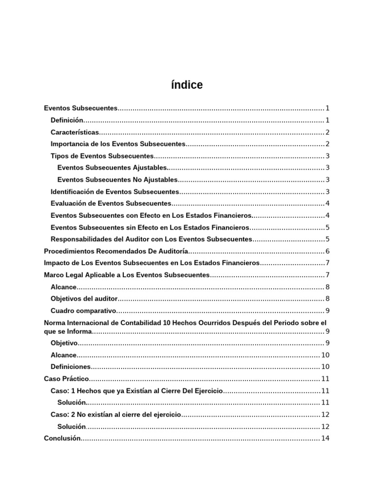 Eventos Subsecuentes en Auditoría Financiera | PDF | Estado financiero ...
