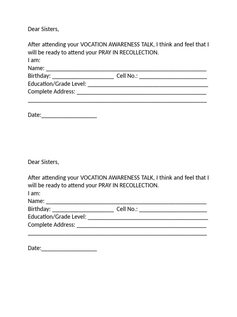 Pray in Recollection Form | PDF