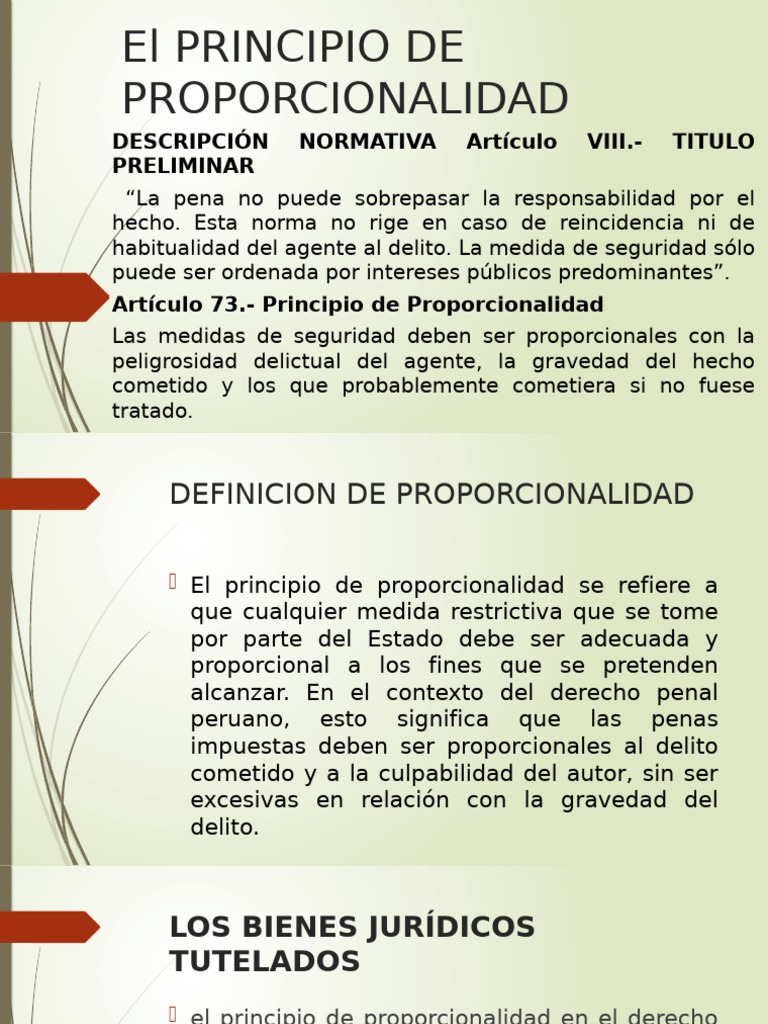 Principio de Proporcionalidad en Derecho Penal | PDF