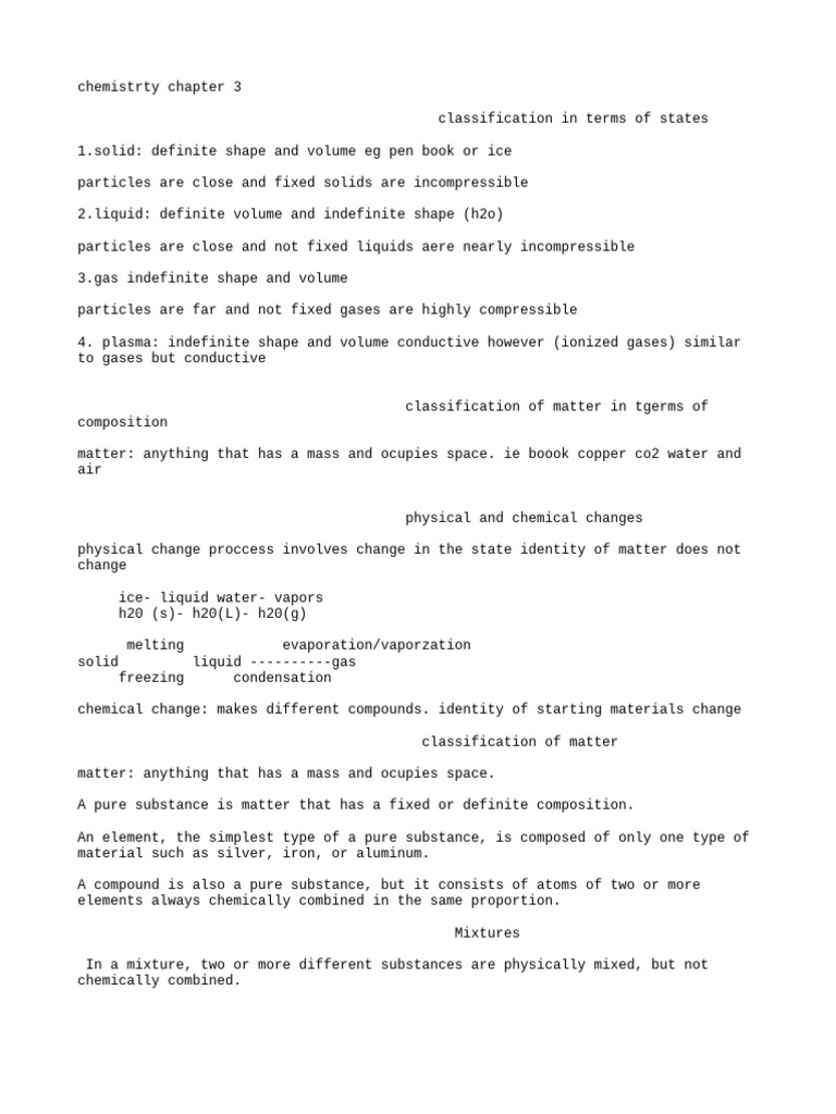 Chemistry Chapter 3 Notepad | PDF