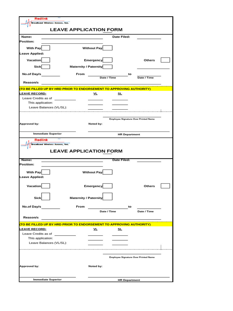 Leave Form New | PDF