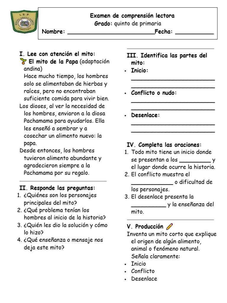 Practica de Comprension 5to Martes | PDF