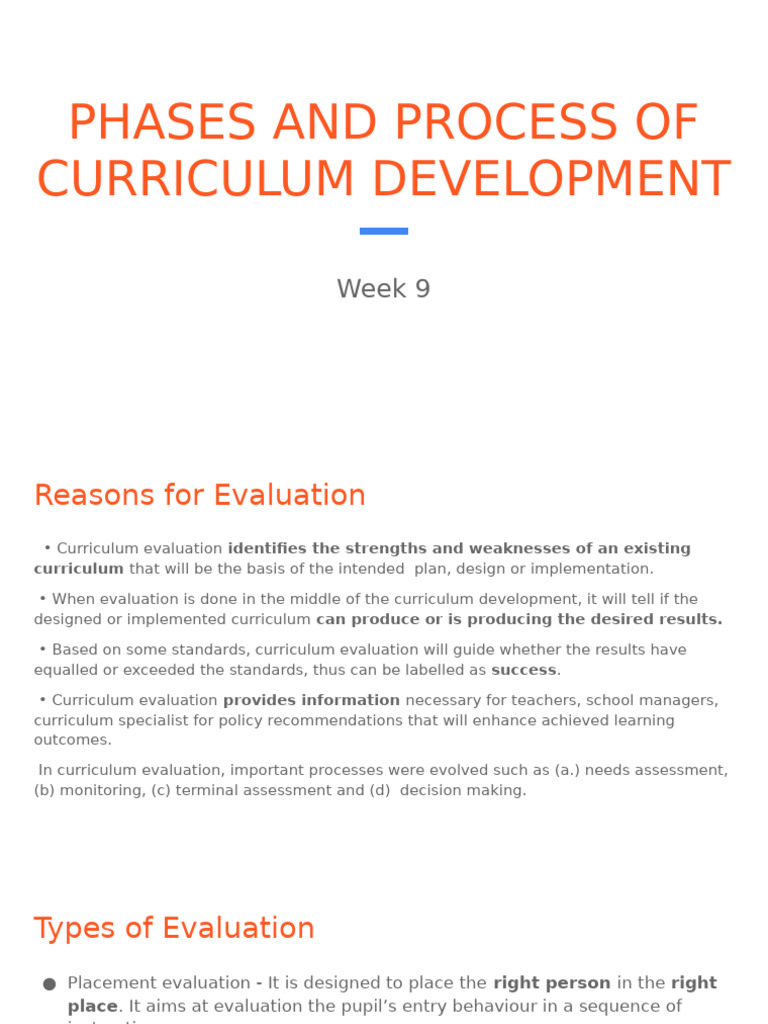 Phases and Process of Curriculum Development 9 | PDF | Evaluation ...
