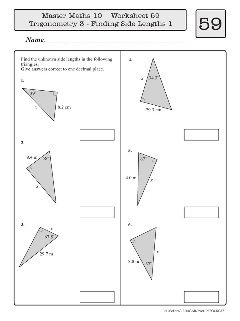 Trigonometry 3 Finding Side Lengths 1 Pdf