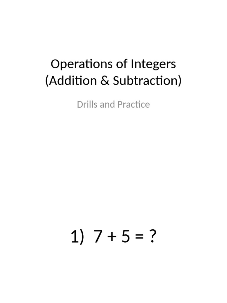 Operations of Integers Add Sub | PDF