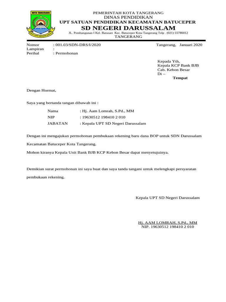 Surat Permohonan Pemb Rek Baru | PDF