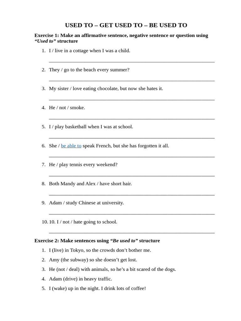 Mastering "Used to" Structures in English | PDF