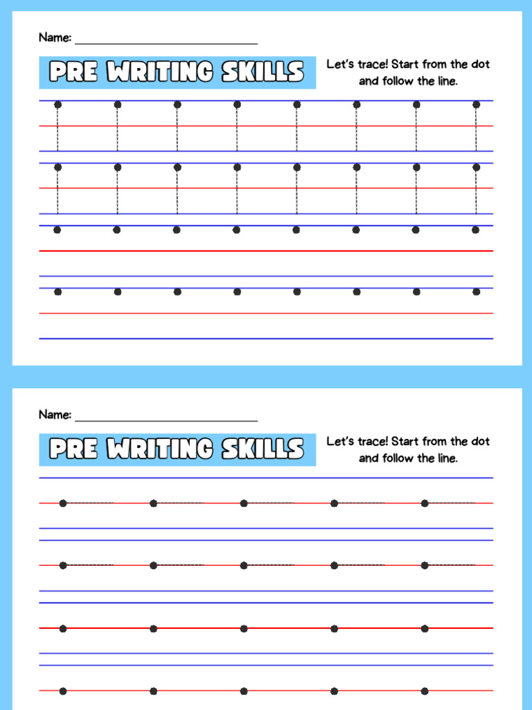 Tracing Lines Pre Writing Activity Worksheet in Blue and Black ...