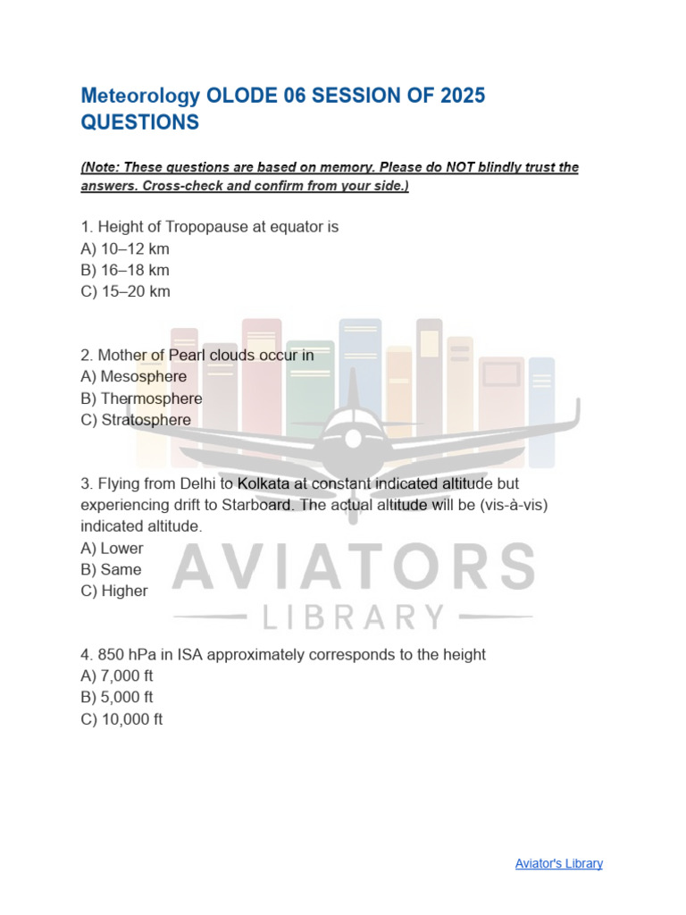 Meteorology Exam Questions 2025 | PDF | Cloud | Cyclone