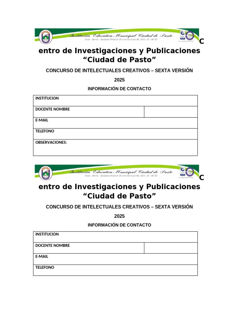 Información de Contacto | PDF