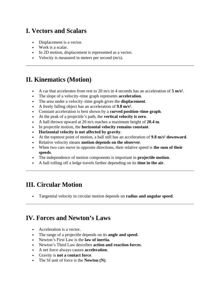 Physics 1st Quarter Reviewer | PDF | Force | Acceleration