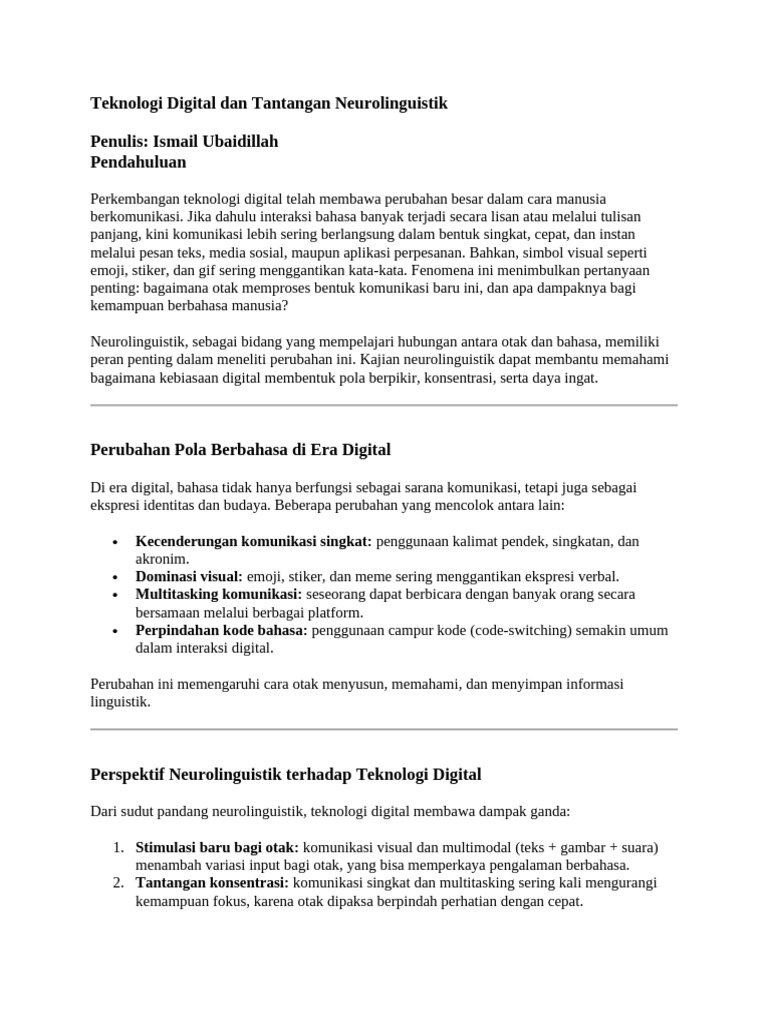 Neurolinguistik dan Bahasa Digital | PDF