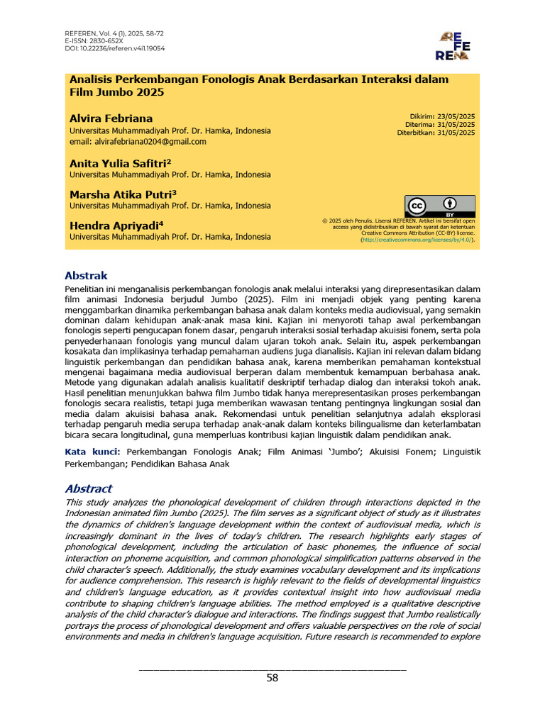 Febriana, Dkk. (2025) - Analisis Perkembangan Fonologis Anak Berdasarkan Interaksi Dalam Film ...