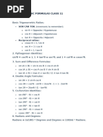 Trigonometry Formulas Class 11 12 | PDF