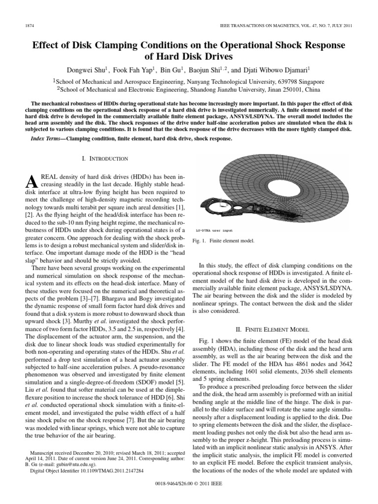 Effect of Disk Clamping Conditions On The Operational Shock Response of ...