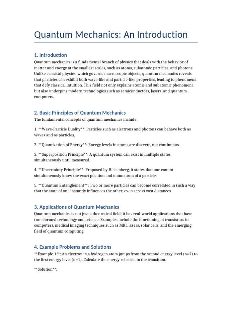 Quantum Mechanics Essay | PDF | Quantum Mechanics | Electron