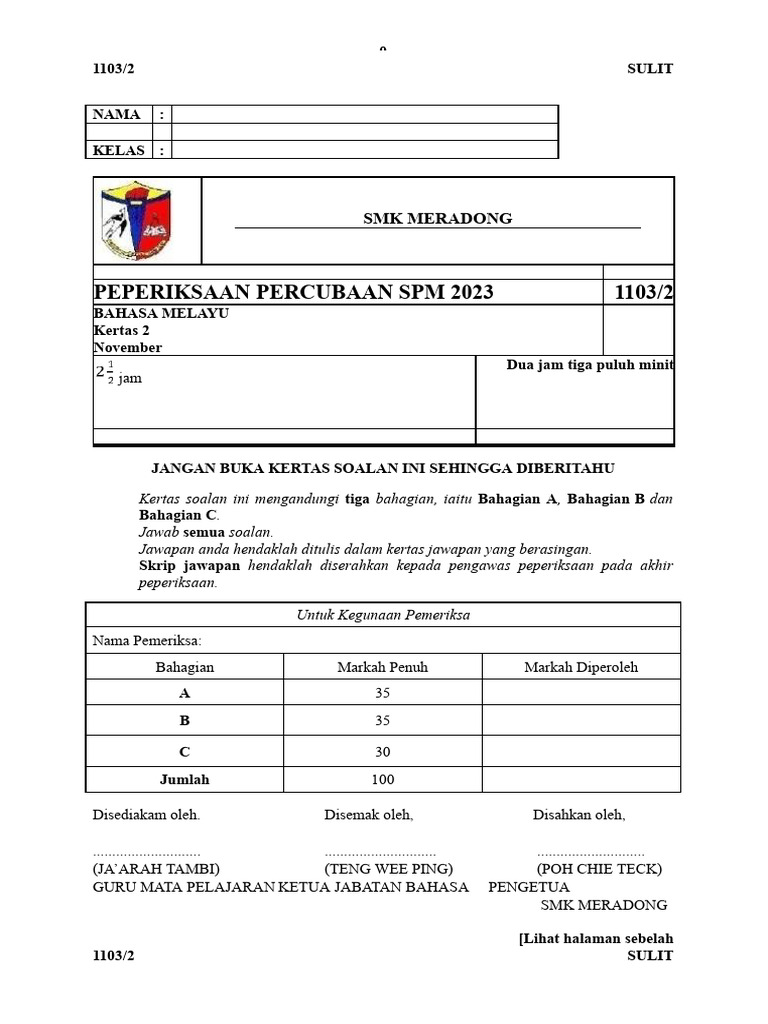 BM (Kertas 2) Trial SPM Kelantan 2024 | PDF